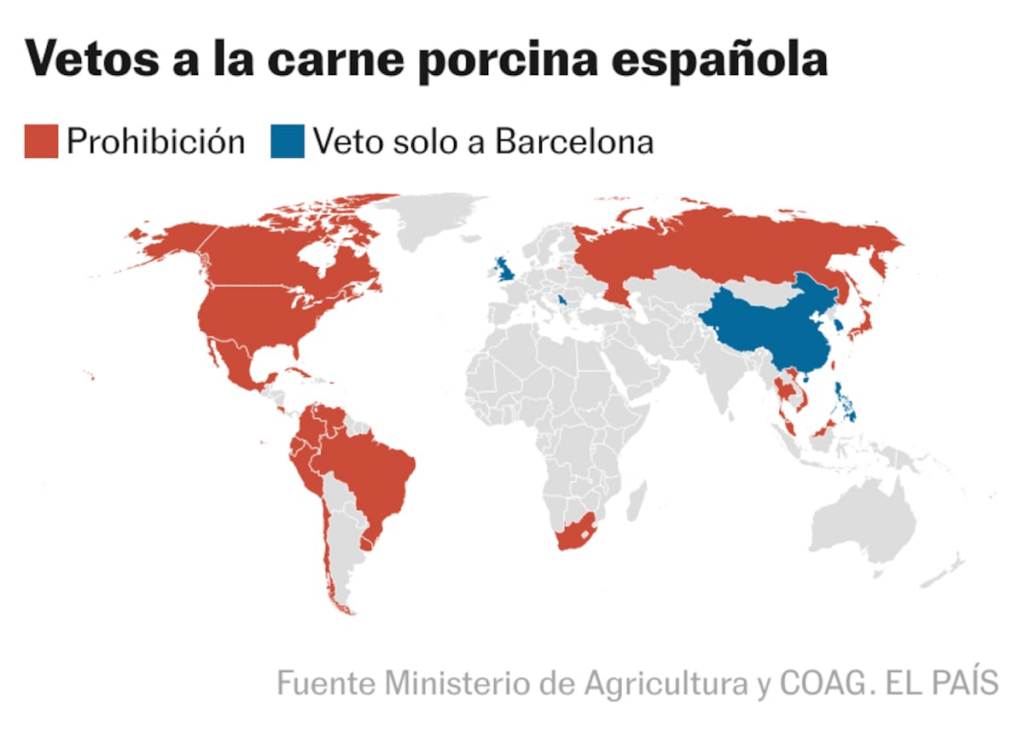 Mapa de los vetos por la peste porcina: ¿qué países restringen y cuáles ...